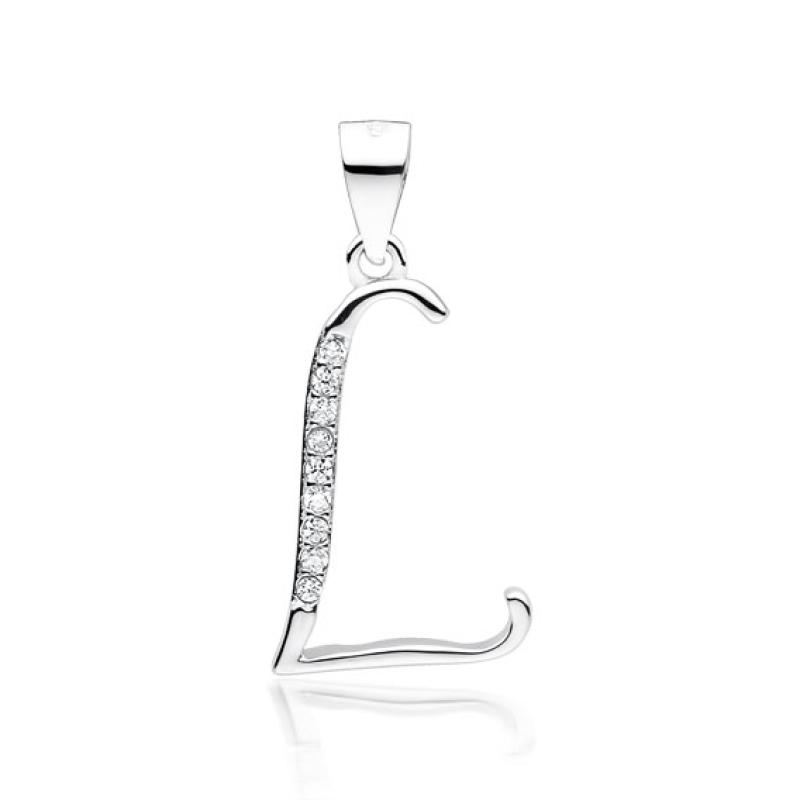 Pandantiv initiala litera L din argint cu pietre DiAmanti LZ0002_L-DIA - Diamanti.ro